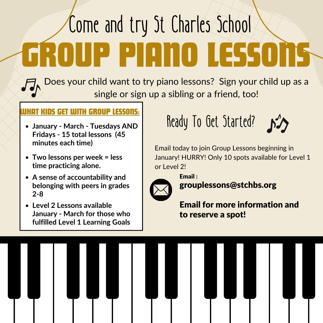 Group piano spots available - St. Charles Catholic School